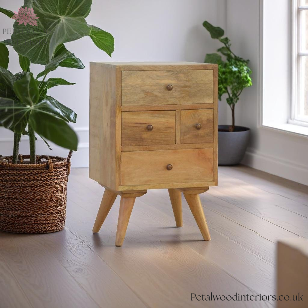 Light Brown Solid Wood - 4-Drawer Chest | Varied Drawer Sizes ...