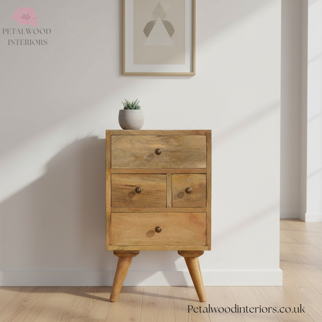 Light Wood 4-Drawer Chest of Drawers - Varied Drawer Sizes – Petalwood ...
