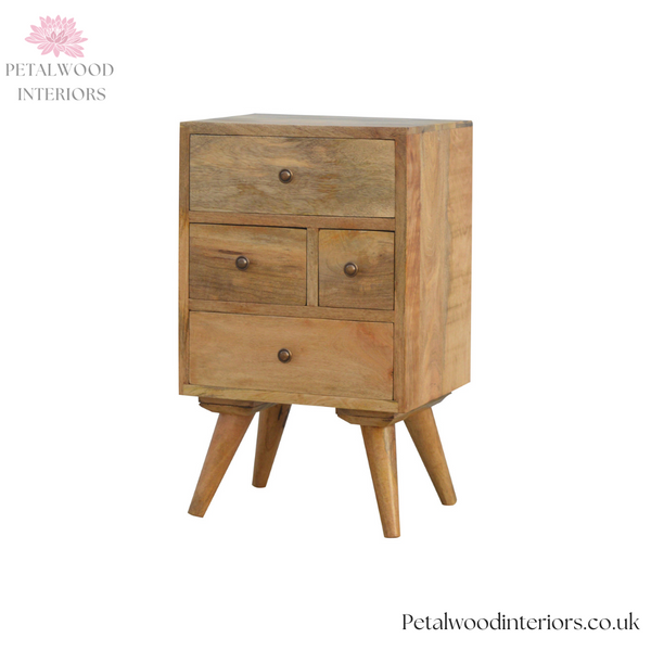 Light Wood 4-Drawer Chest of Drawers - Varied Drawer Sizes – Petalwood ...