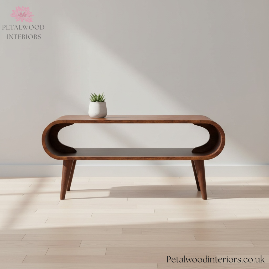 Open Media Unit Solid Wood - TV Stand - Rounded Edges - Modern Storage ...