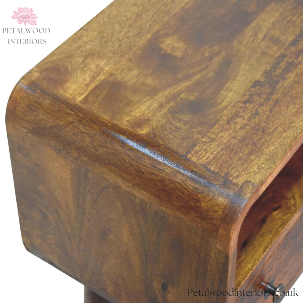 Dark Wood Console Table 90cm - 1 Drawer - Rounded Edges - Traditional ...