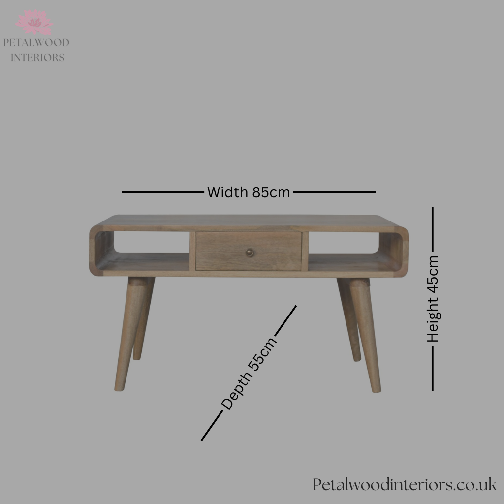 Solid Wood Coffee Table - Single Drawer with Open Shelves - Classic De ...