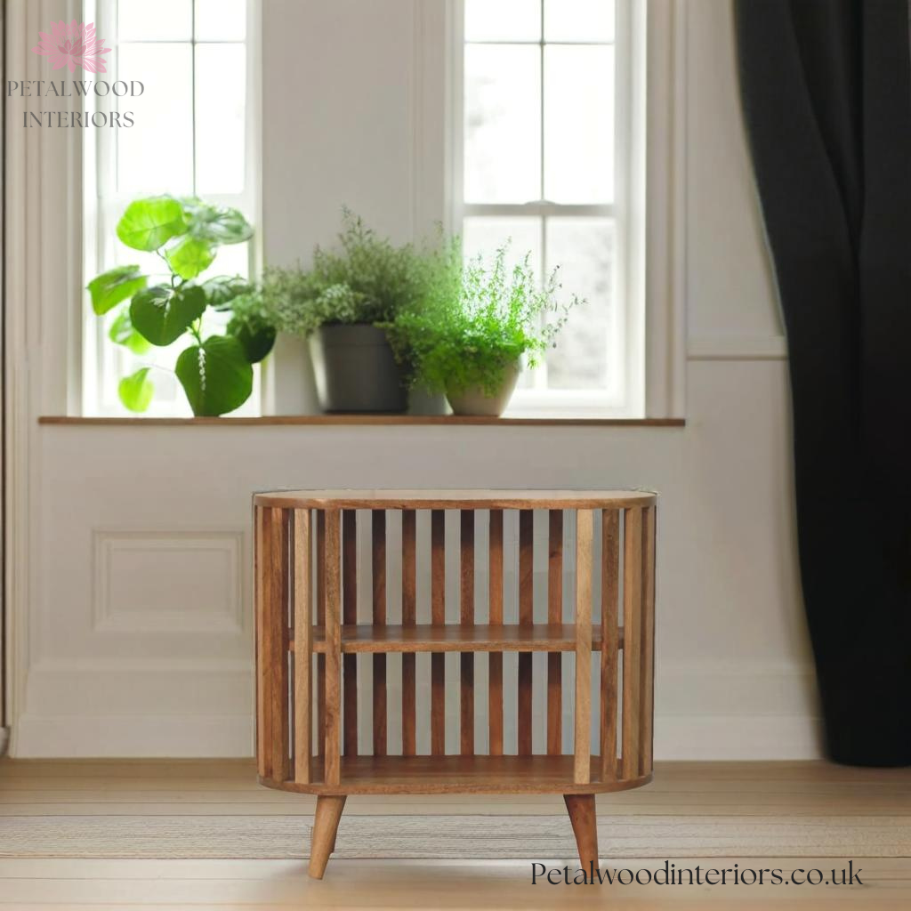 Solid Wood Japandi Cabinet - 70cm Wide - Open Shelves - Japanese Style ...